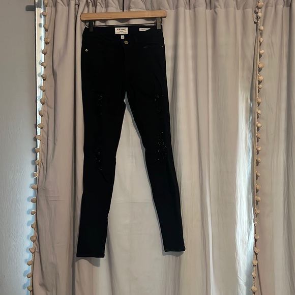 Frame Denim | Jeans | Frame Denim Black Distressed Skinny Jeans | Poshmark